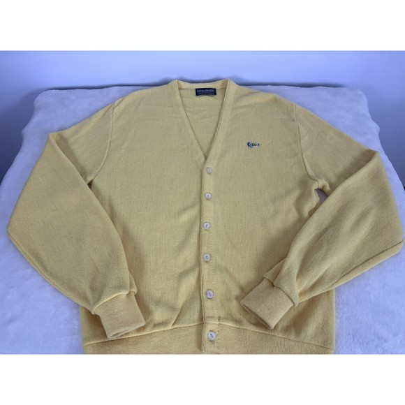 Sweaters | Vintage 7s Challenger Cardigan Sweater Yellow Large Turtle ...